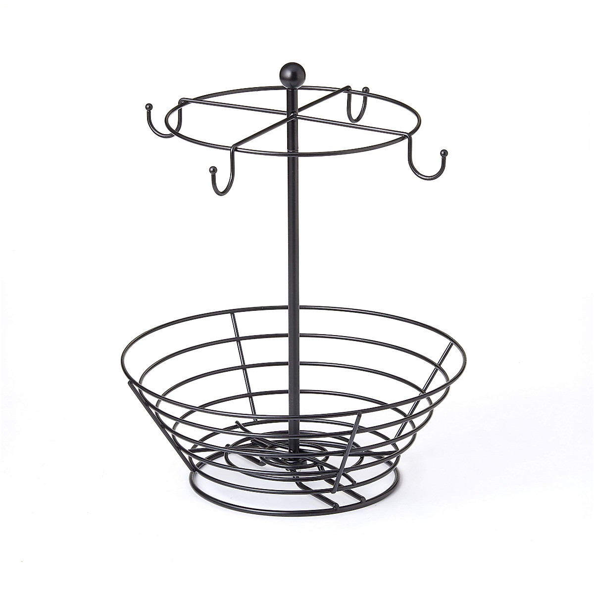 Nifty Coffee Pod & Mug Carousel – Holds 4 Cups, Capsule Storage, Spins 360-Degrees, Lazy Susan Platform, Modern Black Steel, Home or Office Kitchen Counter Organizer