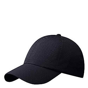 LLmoway Men Women Quick Dry Mesh Sun Hat for Running Golf Lightweight Breathable Baseball Cap Black