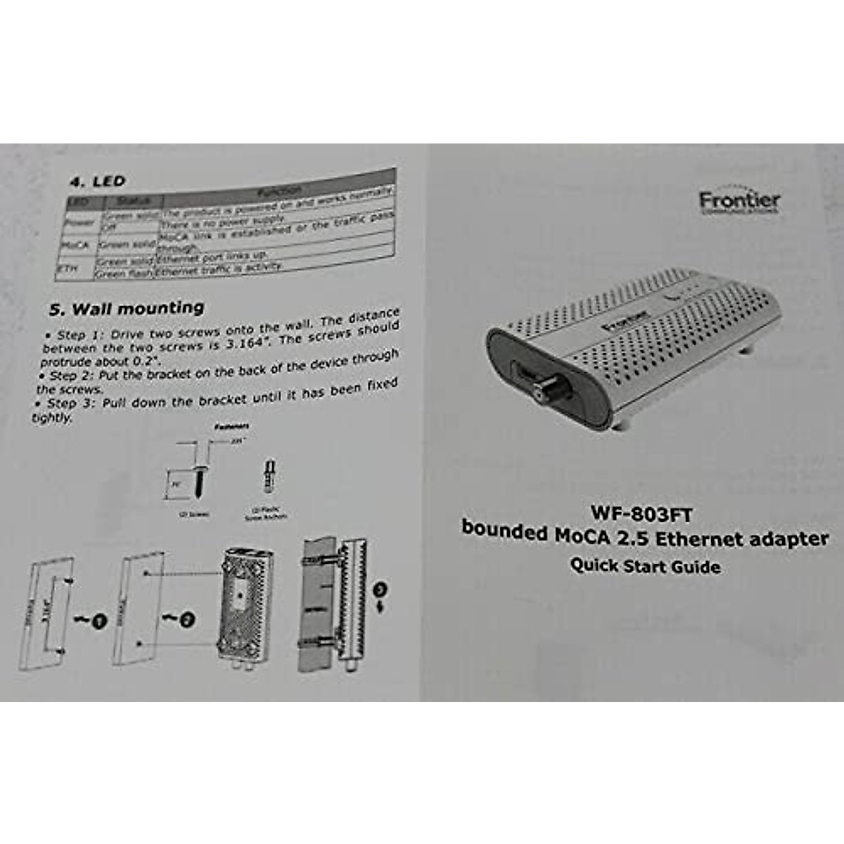 NBS Frontier Fios Formerly Verizon WF-803 FT MoCA 2.5 to Ethernet Bridge WAN/Full/LAN Selector Up to 2.5Gbps Bandwidth with existing coaxial Cables Great Companion for Home mesh Wi-Fi, White
