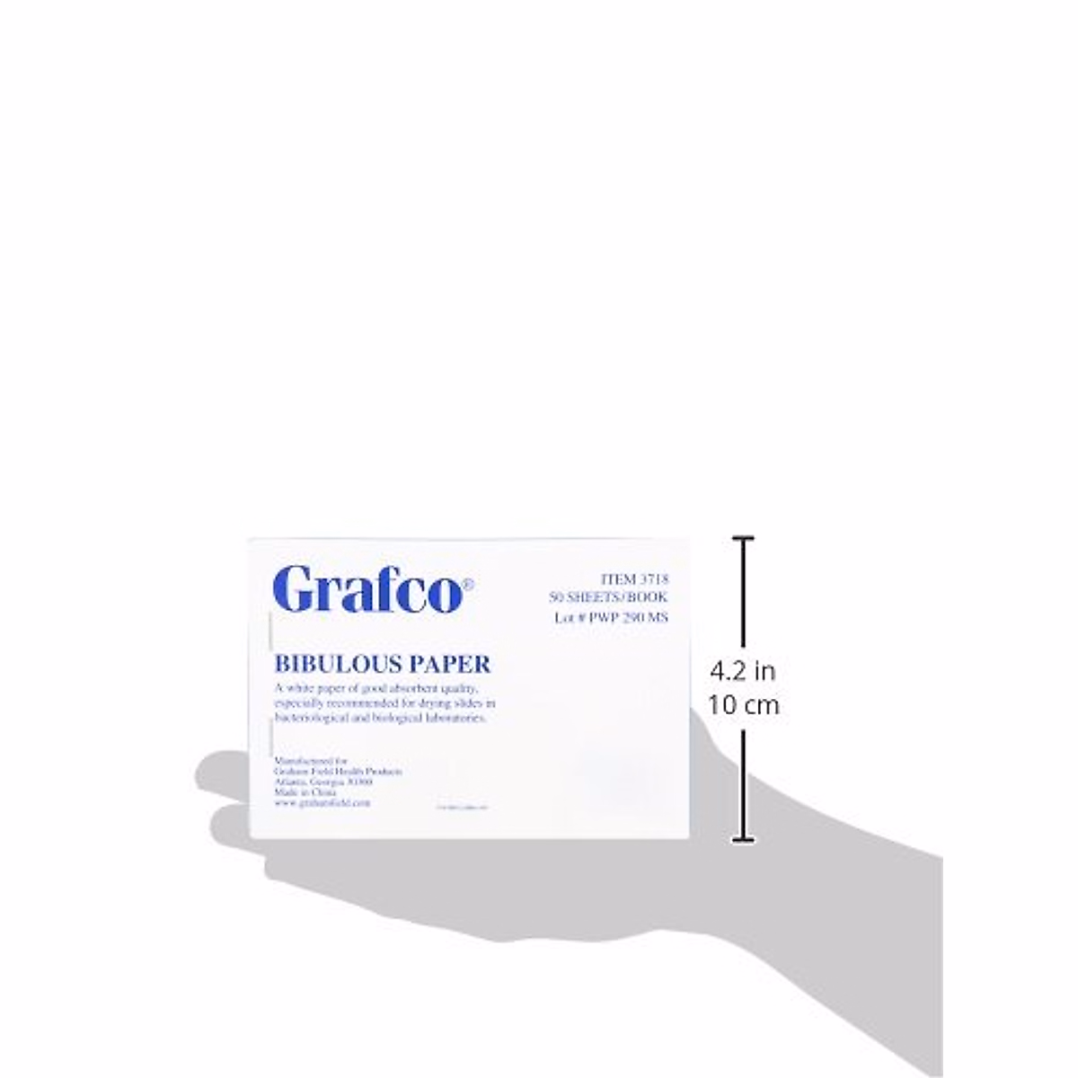 Graham-Field 3718 Grafco Bibulous Blotting Absorbent Paper, 50 Sheets, 4" x 6", Pack of 6