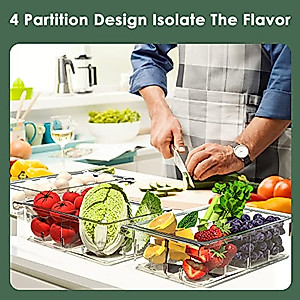 Yilingchild Fridge Drawer Organizer, Clear Refrigerator Organizer Bins with Handle, Pull-out Kitchen Fridge Storage Box for Egg Fruit Vegetable, Fit for Fridge Shelf Under 0.6" (1 Pack,No Dividers)