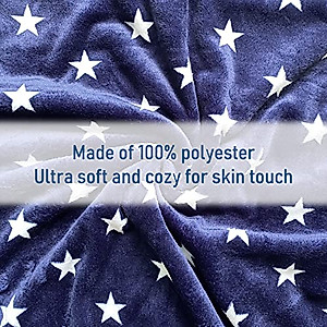 EZ Kitchen 2 in 1 Wearable Blanket Fleece Blanket Star Printed, Fleece Throw Blanket for Couch, Comfortable Plush Fuzzy Cozy Soft Blankets and Throws for Sofa, Outdoor Blanket, Navy Blue Blanket