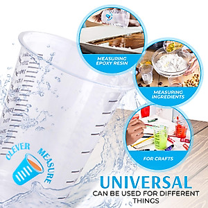 Clever Measure Disposable Mixing Cups Pack of 25 8oz Graduated Clear Plastic Measuring Cups Multipurpose Mixing Resin Epoxy Paint Stain Art Supplies Cooking & Baking Calibrated Measurements in ML & OZ