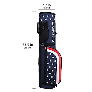 Craftsman Golf Star and Stripes Red White Blue Lightweight Easy Carry Shoulder Sunday Range Golf Bag