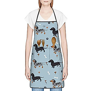 French Bulldog Cartoon Aprons Kitchen Cooking Adjustable Bib Soft Chef Apron With 1 Pockets For Men Women Apron