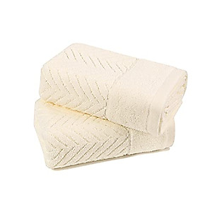 YiLUOMO Beige Hand Towel Set of 2 100% Cotton Ultra Soft Highly Absorbent Terry Striped Hand Towel for Bathroom (13" X 29")