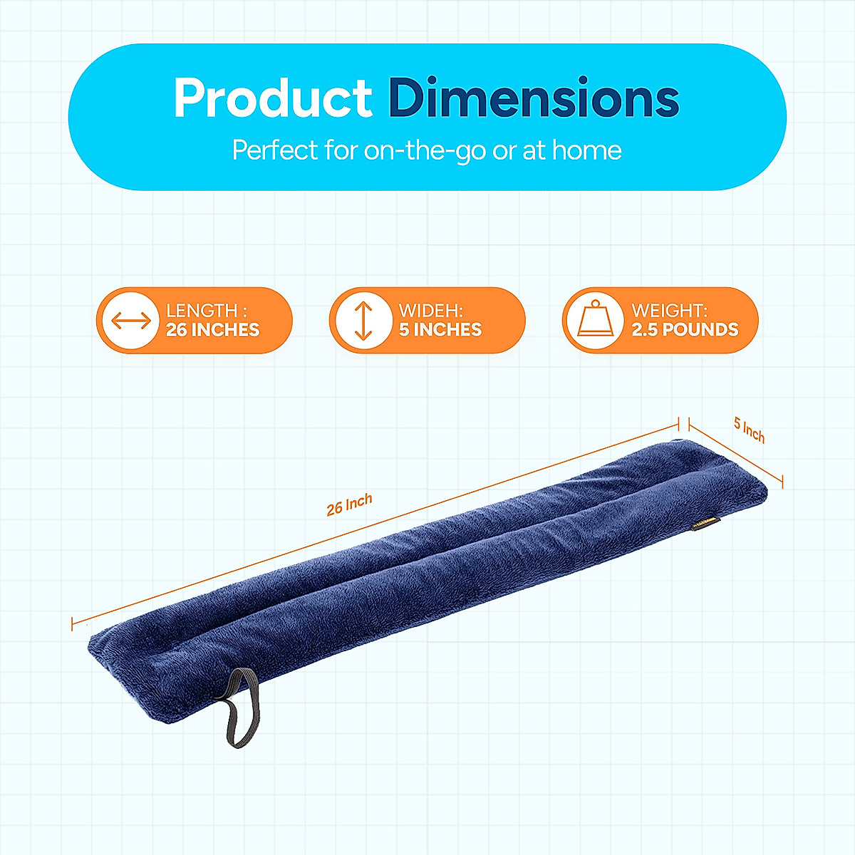 SunnyBay Microwave Heating Pad, Microwavable Heated Neck and Shoulder Wrap, Multipurpose Moist Hot/Cool 2.5lb Bean Bag Pack with Plush Cover and Elastic Fastener, FSA HSA Eligible, 26x5 Inches, Blue