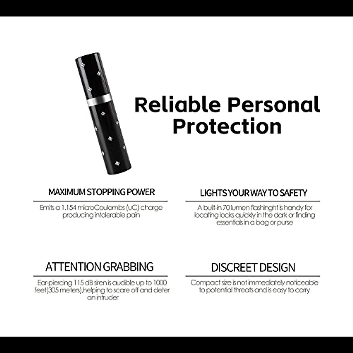 MagiCutlery Lipstick Stun Gun Flashlight Less Lethal Tazor Stun Baton Non Lethal Weapons Self Defense for Women Stun Fun Stun Stick Taxer Pistola Electrica Defensa USB Recharge, (Black)