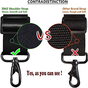 ZINZ Shoulder Strap, 57" Padded Adjustable Shoulder Bag Straps Replacement for Bags with D-Ring (Black, 001)
