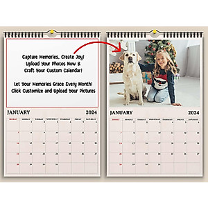 Custom Calendar 2024 Premium Quality Personalized Calendar with Your Own Pictures from AURUM AGE Photo Wall Calendar (Large 11'' x 16.5'' Made in USA)