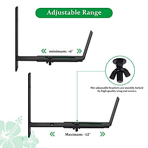 Maotong Adjustable Window Planter Box Brackets 4 Pack, Heavy Duty Wall Mount Flower Box Holder for Planter Box Depth (Front to Back) 6 to 12 Inches, Black