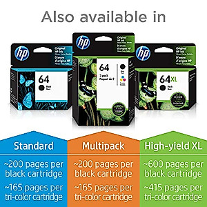 HP 64 | 2 Ink Cartridges | Tri-color | Works with HP ENVY Photo 6200 Series, 7100 Series, 7800 Series, HP Tango and HP Tango X | 6ZA55AN