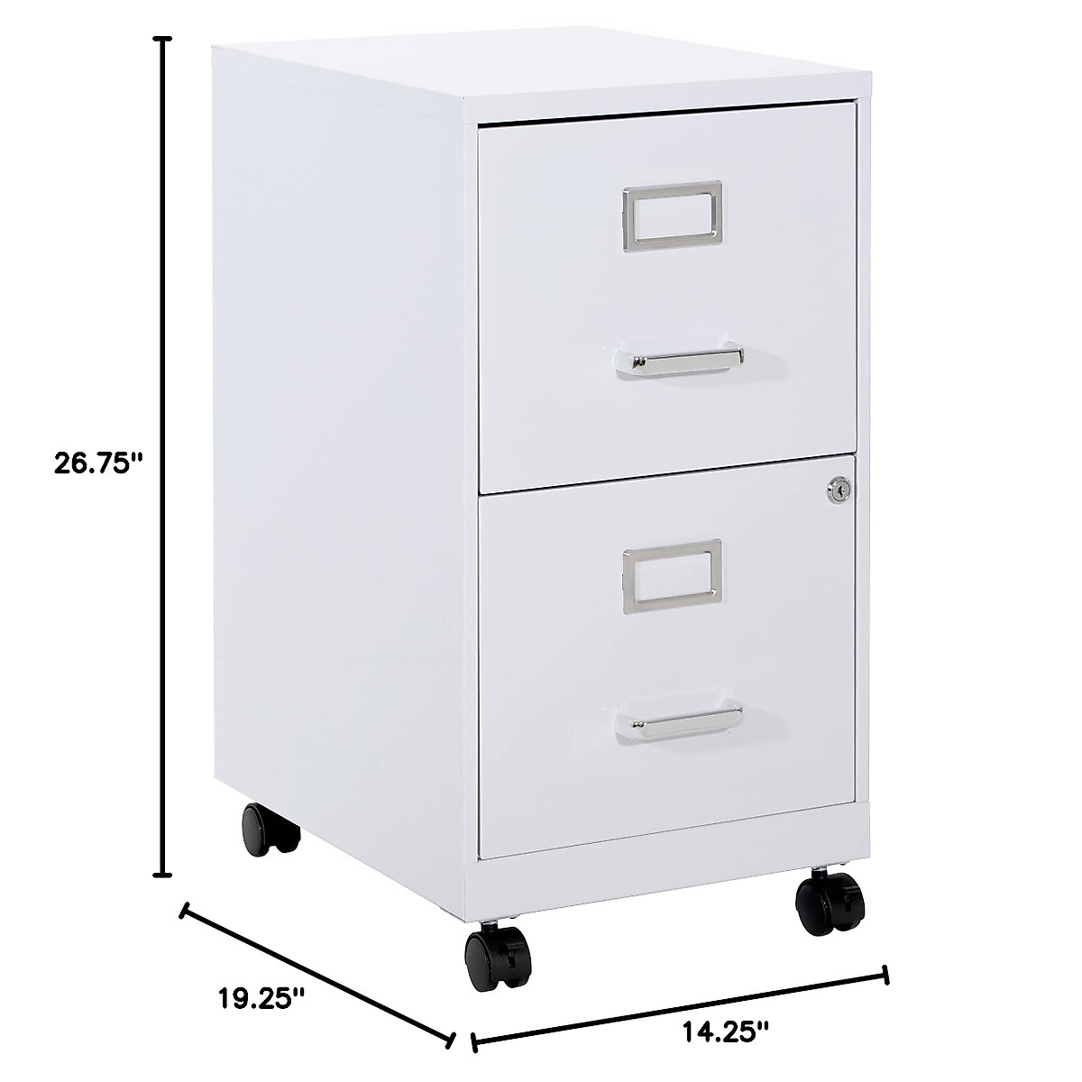 OSP Home Furnishings 2 Drawer Mobile Locking Metal File Cabinet, White