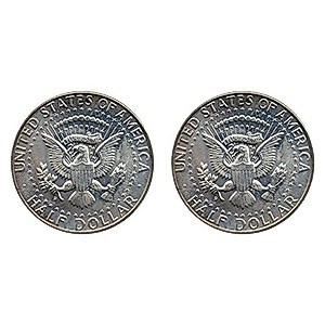 1964 No Mint Mark Set of 2-90% Silver John F Kennedy JFK Half Dollar Circulated Half Dollar Seller Very Fine