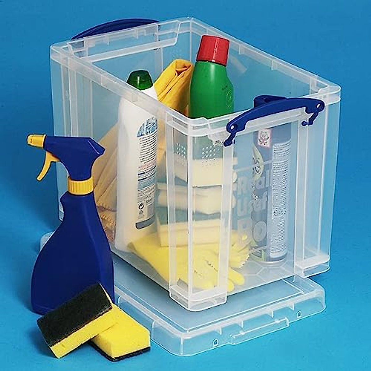Really Useful Box 19 Liter Plastic Stackable Storage Container w/Snap Lid & Built-In Clip Lock Handles for Home & Office Organization, Clear (2 Pack)