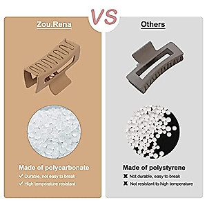 Zou.Rena Hair Claw Clips for Women Long Thick Hair 4.3 Inch, Large Hair Clips for Girls Non-Slip 8 Pieces Hold Hair Perfectly