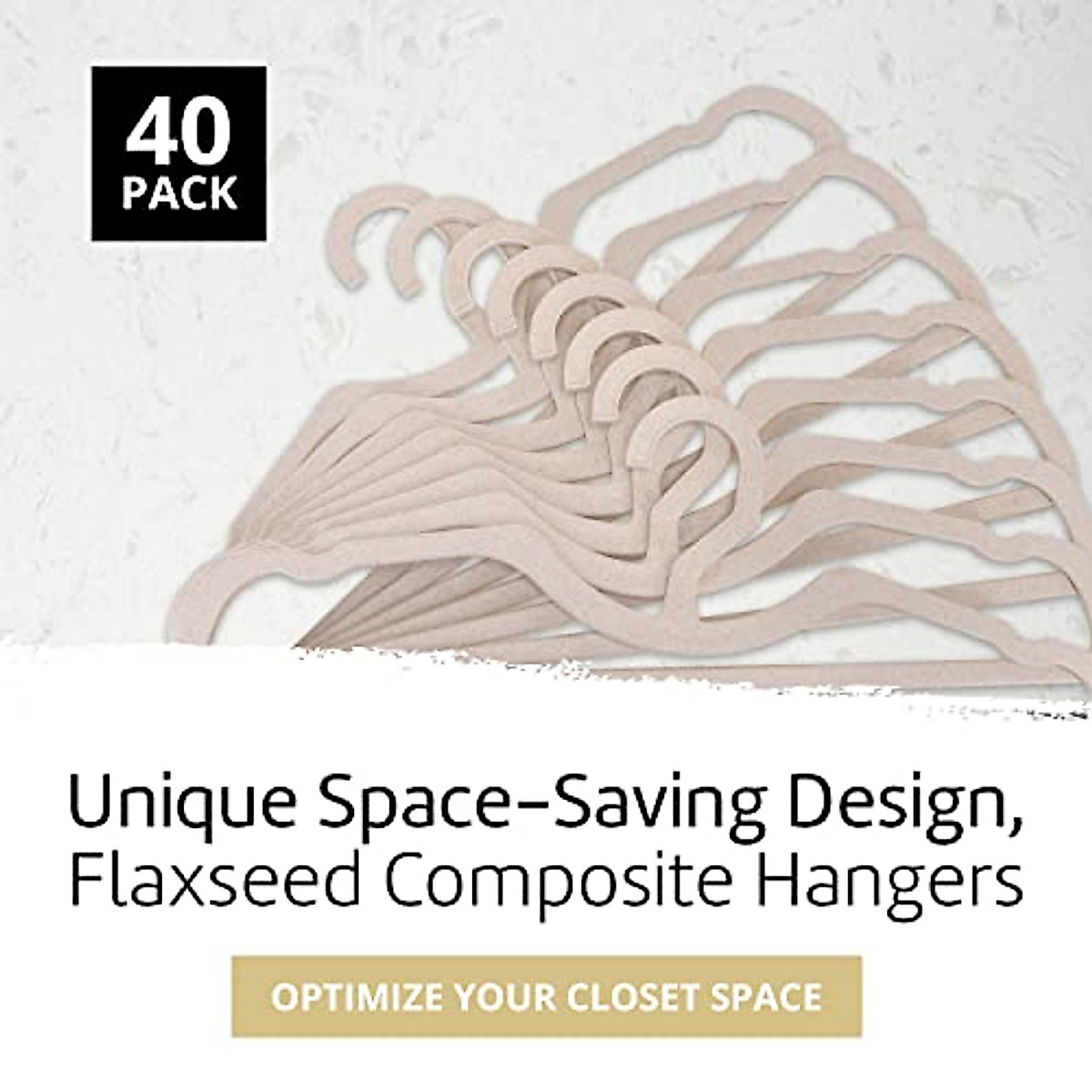 Higher Hangers BioHangers, Sustainable Flaxseed Space Saving Clothes Hangers, Premium Closet Organizers for College Dorms, RVs, & More, Reduces Wrinkles & Clutter, Standard 17", 40 Pack