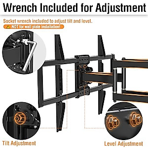 ELIVED TV Wall Mount for Most 37-82 Inch OLED QLED TVs, 8 Ball Bearings Smooth Swivel Extend for Ultra Slim Screens, Full Motion Wall Mount TV Bracket Max VESA 600x400mm, 100 lbs. Fits 16" Wood Studs