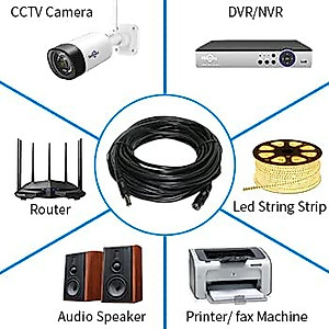 Hiseeu 30ft (10m) DC Power Extension Cable, 5.5mm x 2.1mm, 12V Extension Cord for Security Cameras, IP Camera, Standalone DVR, LED Display, Router, Invoice Printer