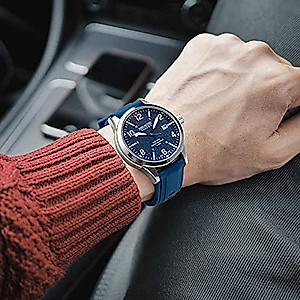 ANNEFIT Men's Silicone Watch Bands 20mm, Quick Release Soft Rubber Replacement Strap with Black Buckle (Blue)