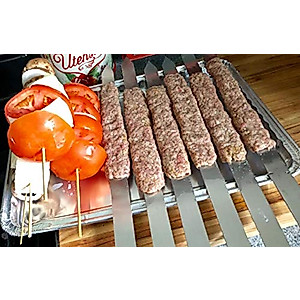 G & F Products 25619 2020 23 Inch Long 5/8 Inch Wide 2mm Thin Stainless Steel BBQ Skewer 8 Piece, Silver