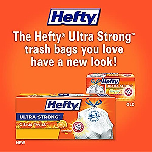 Hefty Ultra Strong Tall Kitchen Trash Bags, 13 Gallon Citrus Twist Scent, 80 Count (Pack of 1), White
