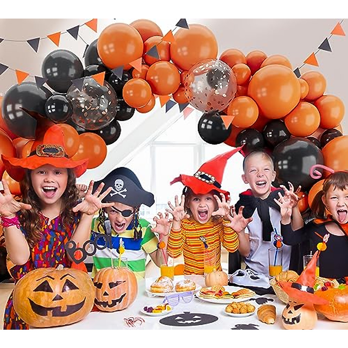 Orange and Black Balloons Arch Garland Kit-148Pcs Orange Black Metallic Confetti Balloon for Birthday Anniversary New Years Baby Shower Engagement Wedding Retirement Party Decoration