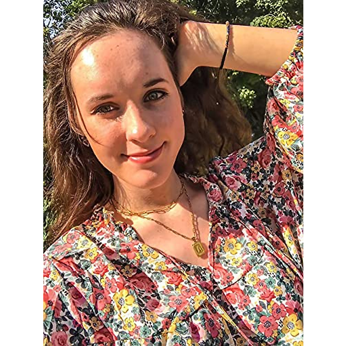 JoycuFF Neclaceses for Teens Paperclip Gold Planted Stainless Steel Chain Pendant Necklace Jewelry Gifts for Mother Daughter Sister Square Letter S