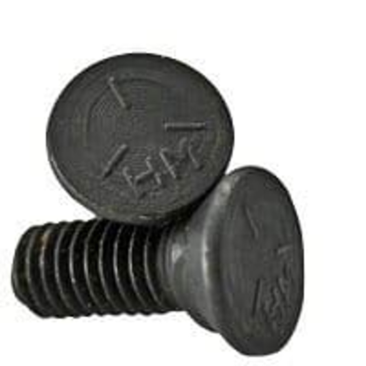 3/8 x 2 Plow Bolts Grade 5, #3 Head, Plain Steel (Quantity: 100) Coarse Thread, Fully Threaded, 3/8-16 x 2
