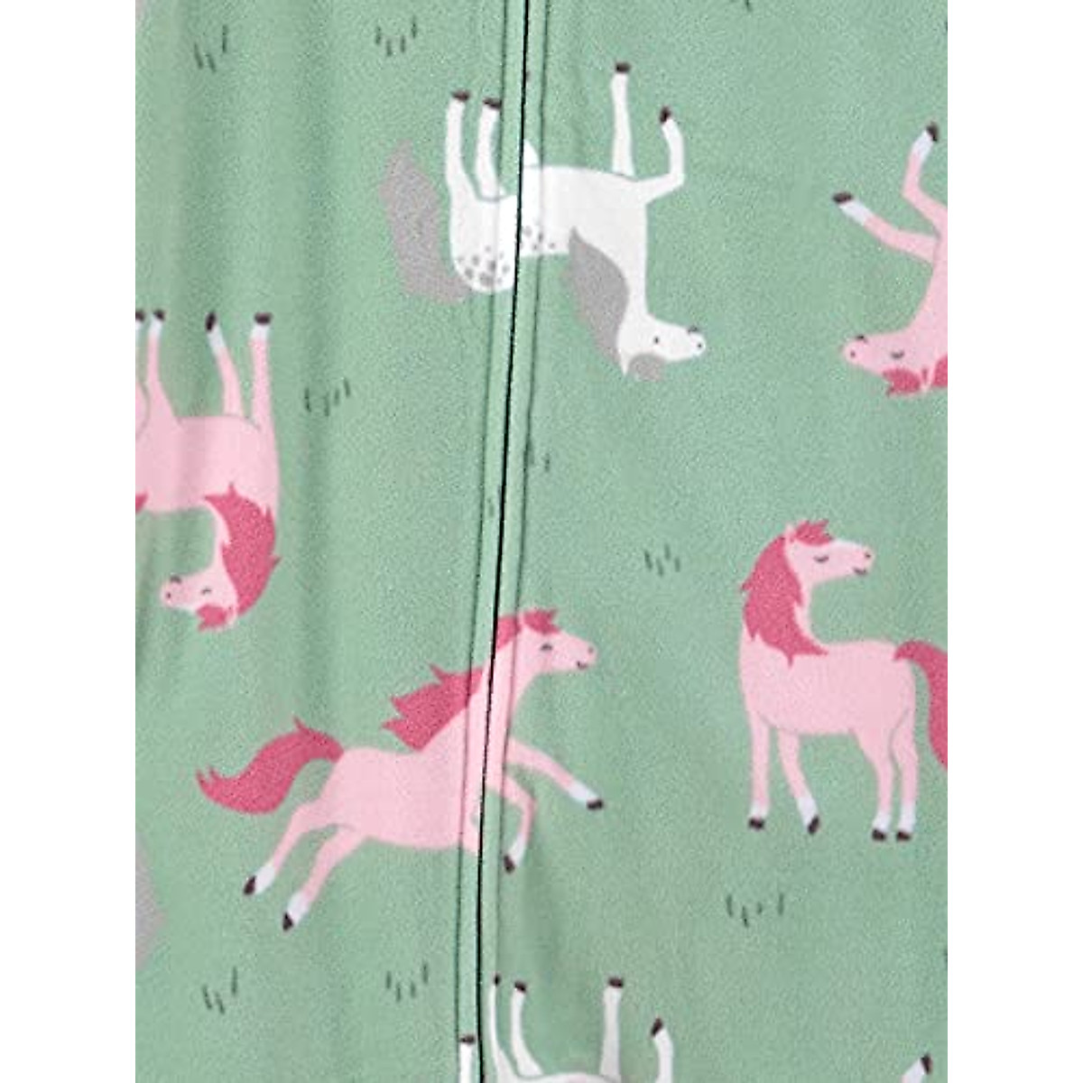 Simple Joys by Carter's Girls' 2-Pack Loose-fit Fleece Footed Pajamas, Mint Green Horses/Raspberry Red Floral, 8