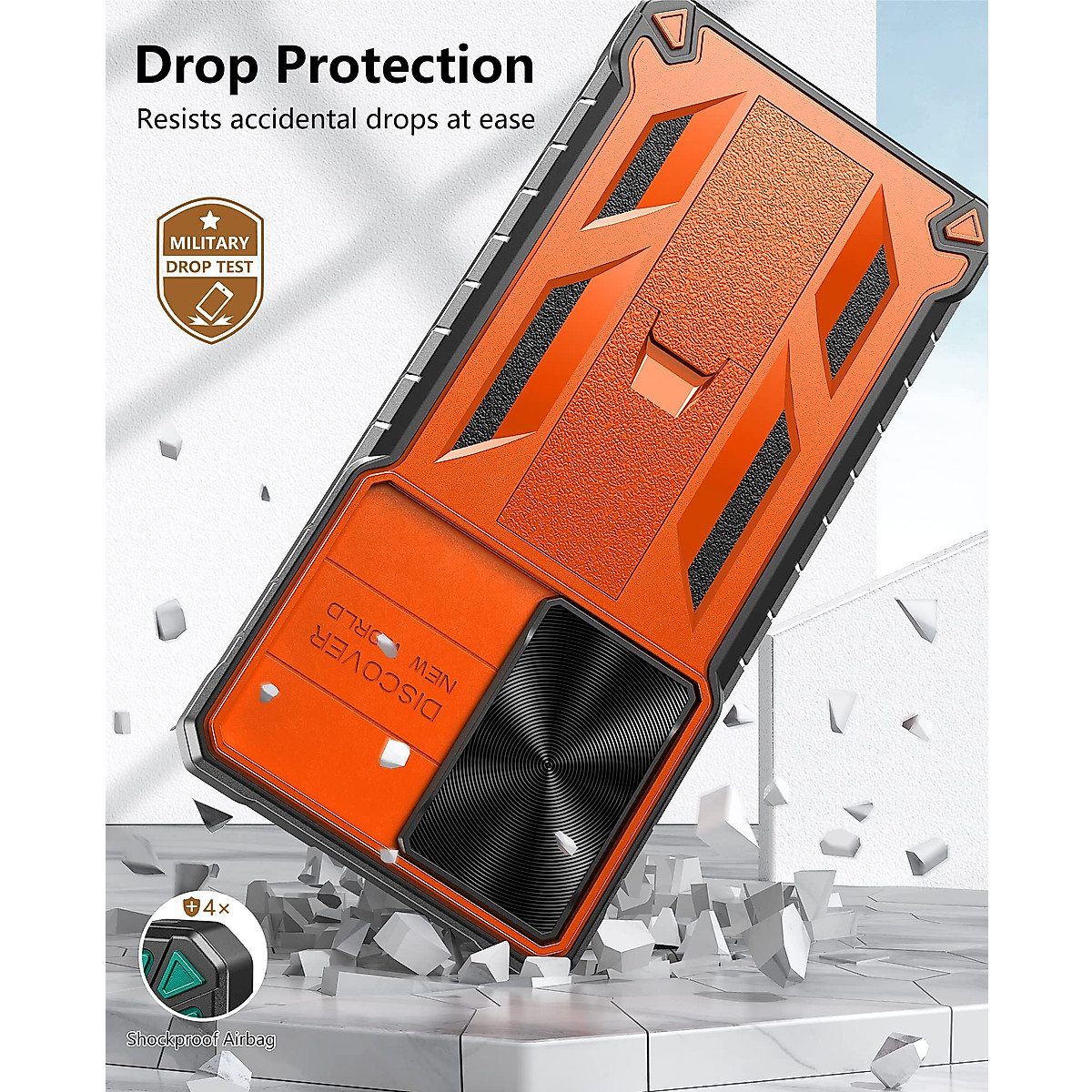WTYOO for Samsung Galaxy S20-FE Case: Military Grade Drop Proof Protection Mobile Cover with Kickstand | Matte Textured Rugged Shockproof TPU | Protective Phone Case for Samsung S20 FE 5G - Orange