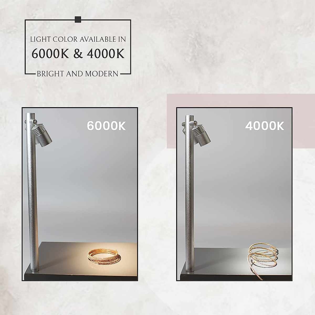 LEDupdates 2pcs JEWELRY SHOWCASE LED POLE LIGHT Stem MODEL WF133 Silver 11 INCH for display, trade show, museum and retail stores (6000K pure white)