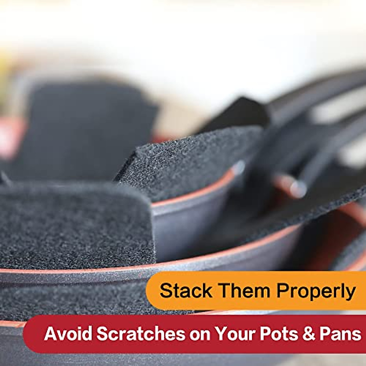 Imncya Set of 20 Pot and Pan Protectors, 5 Different Size Grey Felt Pot and Pan Separators Pad, Anti-Slip Pan Dividers Pads for Stacking and Protecting Cookware Avoid Scratching