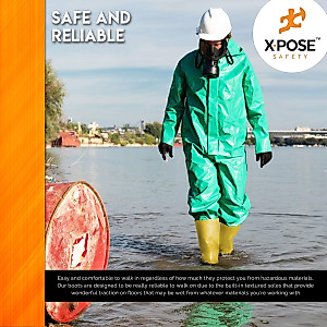 Hazmat Boot and Shoe Covers For Hazardous Materials - Explosives, Gases, Flammable Liquids, Peroxide and More – XL Yellow 12" Over the Shoe Protectors - by Xpose Safety