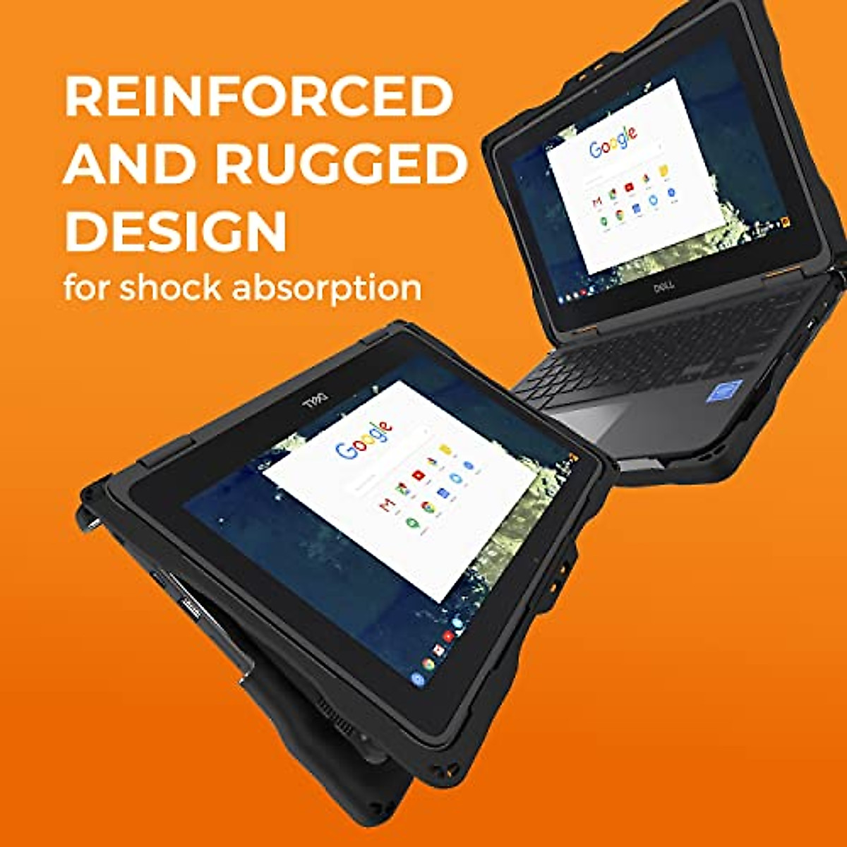Gumdrop DropTech Laptop Case Fits Dell Chromebook 3120 | 3110 | 3100 (2-in-1) for K-12 Students Teachers and Classrooms – Drop Tested Rugged Shockproof Bumpers for Reliable Device Protection – Black