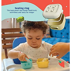 Epik Baby Food container, prefer for daycare, 4 pack leakproof storage container with silicone Lid, 4 Oz, Freezer, Dishwasher and microwave Safe, Unbreakable Food Storage - No Glass