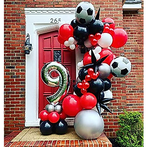 6 Pack Giant 22 Inch Soccer Foil Balloons 4D Sephere Mylar Football Balloons Helium Metallic Balloons for Birthday Party Sports Themed World Cup Party Decorations