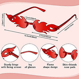 EBOOT 8 Pairs Fire Flame Glasses Rimless Fire Flame Sunglasses for Women Men Summer Beach Wedding Accessory (Bright Color)