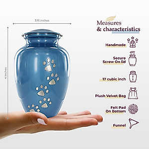 Trupoint Memorials Pet Urn for Dogs and Cats Ashes - A Loving Resting Place for Your Special Pet, Cat and Dog Urns for Ashes, Pet Cremation Urns - Blue, Small Pets up to 17 Lbs