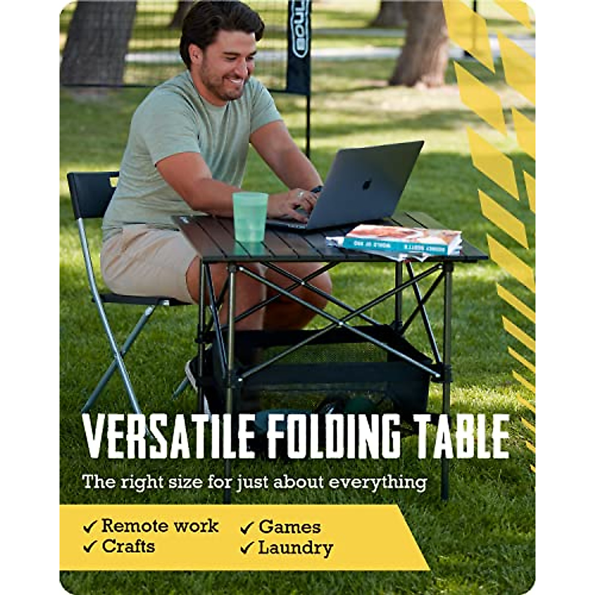 TrailBuddy Folding Camping Table - Aluminum Foldable Table for Tailgating or Camp Site with Carry Bag - Lightweight and Portable for Beach, Picnic, Tailgate & Outdoor Use, 28"x 28" x 28"