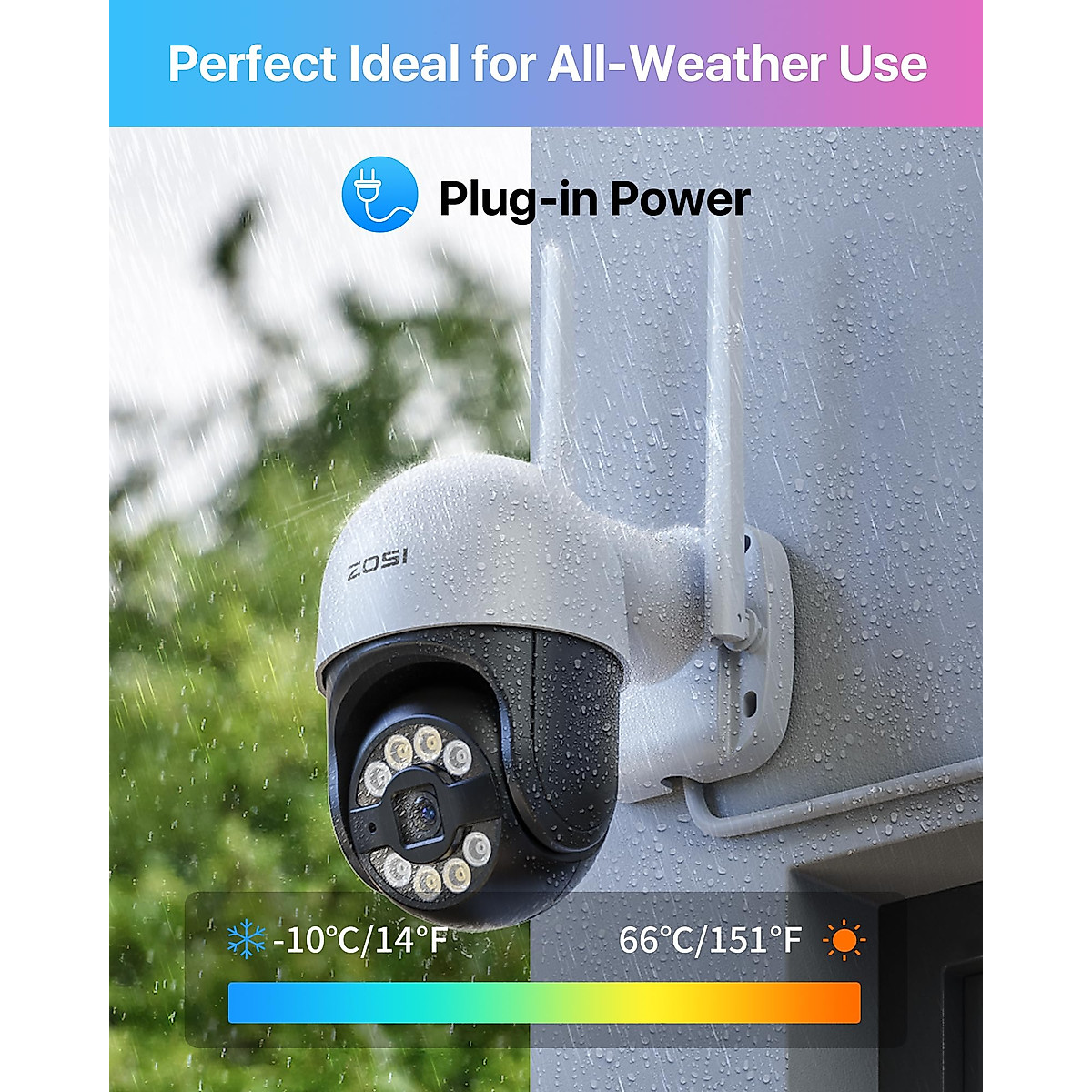 ZOSI C289 1080P WiFi Pan/Tilt Outdoor Security Camera,Home Surveillance PTZ IP Camera,Smart Light Siren Alarm,Color Night Vision,2-Way Audio,Person Vehicle Detection,Phone Remote,Waterproof Setting
