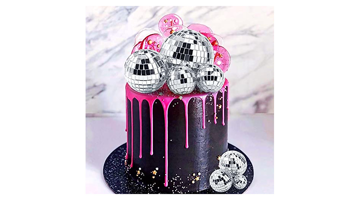 14 Pcs Disco Ball Cake Topper for 70s & 80s Parties