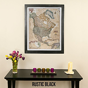 Push Pin Travel Maps Customizable Posters & Prints - Rustic Black - Personalized Framed Pin Map, Arrives Ready to Hang with 150 Pins - Handcrafted in USA - 27.5" x 39.5"