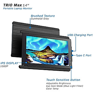 Mobile Pixels Trio Max 14.1in FHD 1080p USB Portable Laptop Monitor Extender 101-1004P01 Renewed