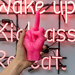 CandleHand Hand Gesture Candle Middle Finger - Big Real Hand Size 8.7 x 3.5 x 3 inches - Unusual Birthday, Office, Housewarming Gift (Pink)