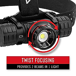 Coast® XPH34R 2075 Lumen USB-C Rechargeable-Dual Power LED Headlamp withPURE Beam® Twist Focus™ and Magnetic Base