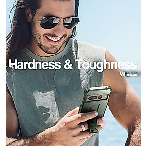 Dexnor Full Body Case for Google Pixel 7 Pro, [Built in Screen Protector and Kickstand] Heavy Duty Military Grade Protection Shockproof Protective Cover for Google Pixel 7 Pro (Military Green)