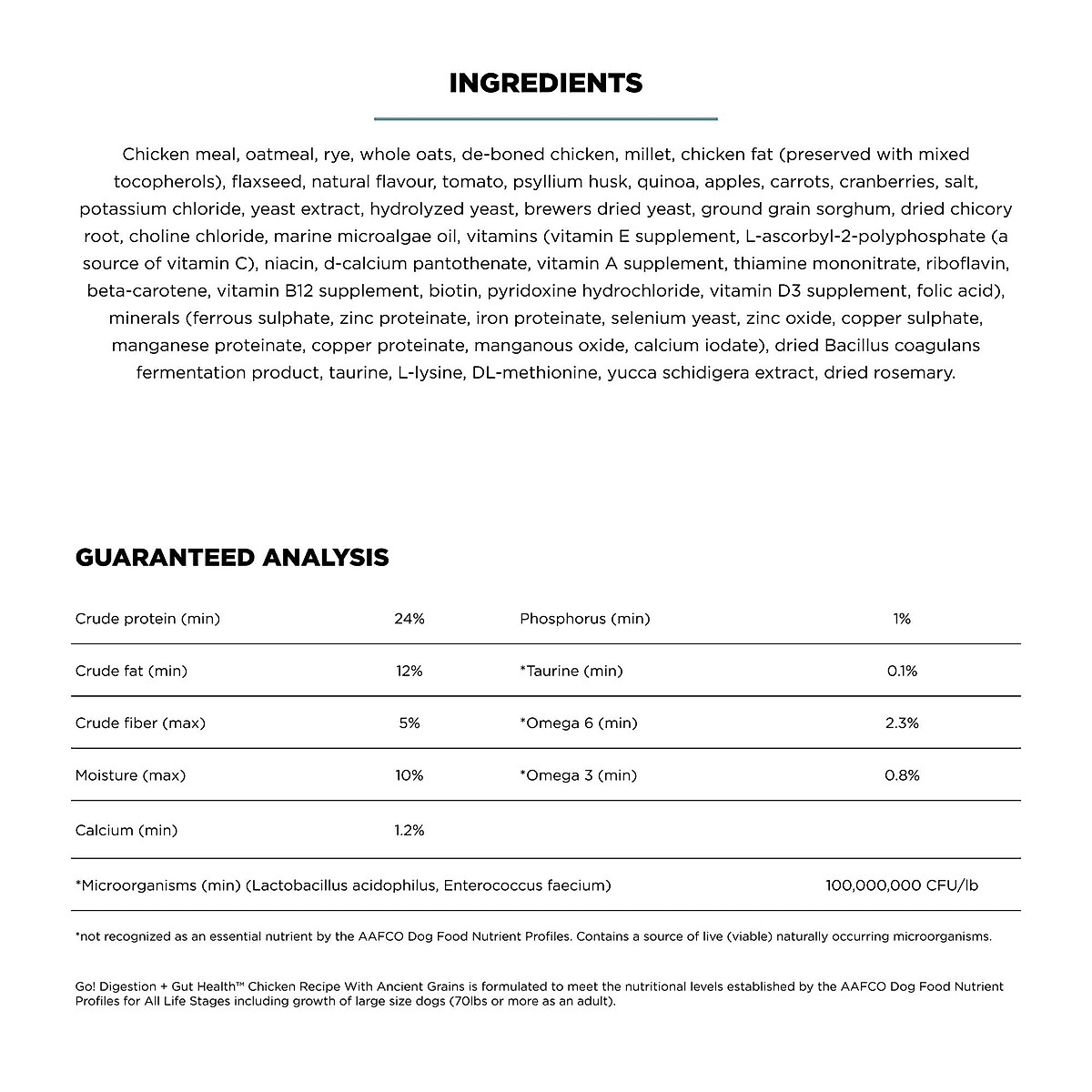 Go! Solutions Digestion + Gut Health, Dry Dog Food, Chicken Recipe with Ancient Grains, 3.5 lb Bag