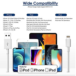 10FT iPad Charger,iPhone Charger [Apple MFi Certified],12W USB Wall Charger Foldable Portable Travel Plug with Long Lightning Cable Compatible for iPhone,iPad 4/5/6/7/8/9,iPad Mini 4/5,iPad Air 1/2/3