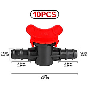 Hottche drip irrigation parts Barbed Ball valve 16mm 1/2 inch drip irrigation tubing shut off valve 10pack